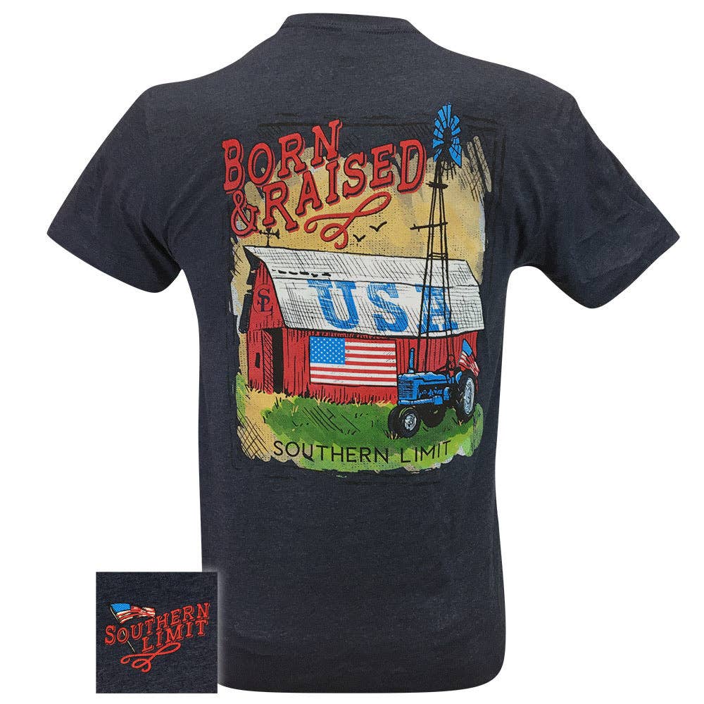 Southern Limit Born And Raised Mens Southern Graphic Tees
